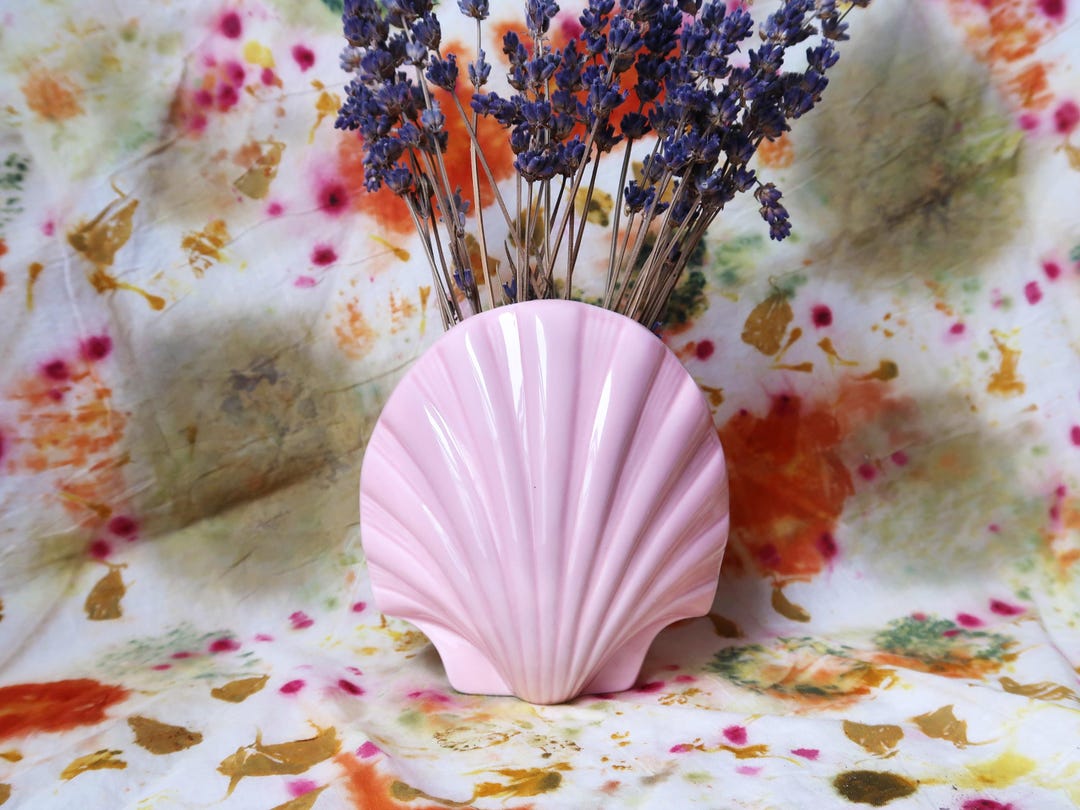 PINK SHELL Vase - Vintage Ceramic Blush Pastel Small Retro BOHO Mid ...