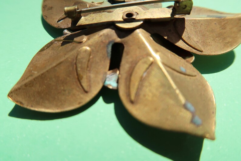 BRASS FLOWER Pin Vintage Metal Enamel Floral Cloisonne Lapel - Etsy