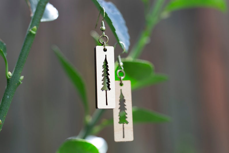 Tree Earrings/wooden Earrings/laser Cut Earrings/ Statement Earrings - Etsy