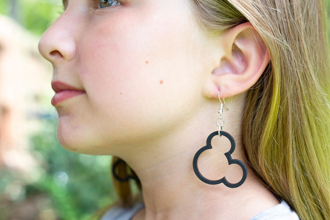 Mickey Mouse Hoop Earrings/wooden Earrings/laser Cut Earrings/ Hoop ...