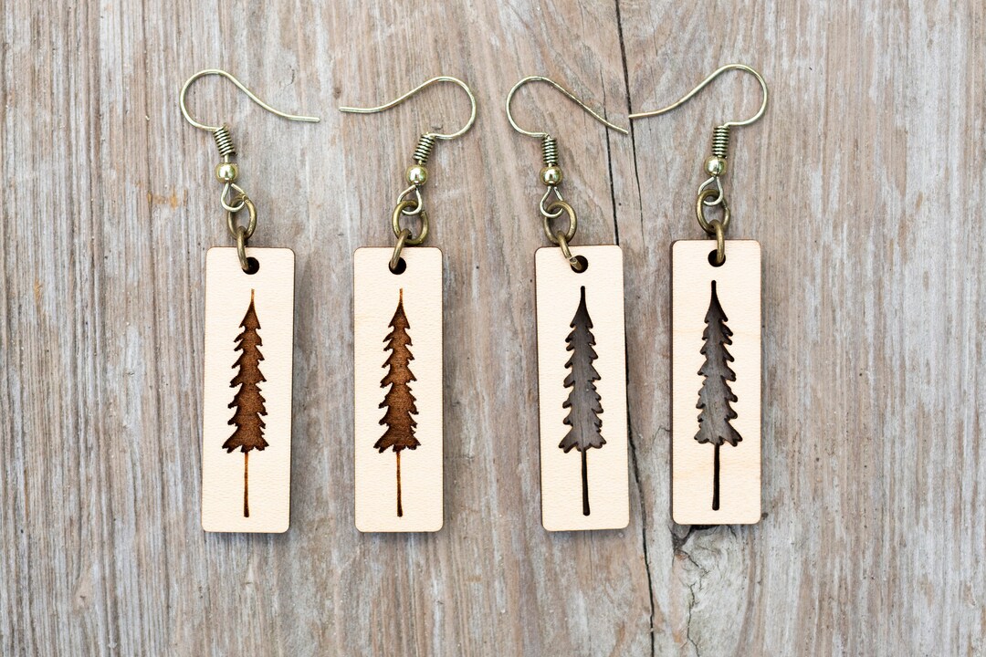 Tree Earrings/wooden Earrings/laser Cut Earrings/ Statement Earrings - Etsy