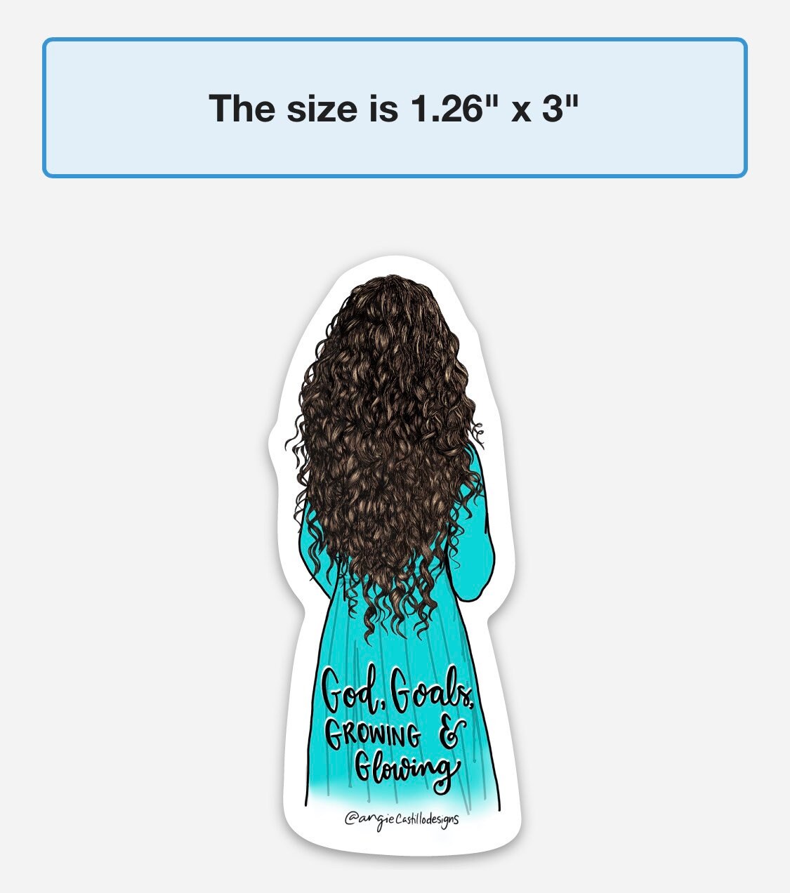 Teal Goals Glow Curly Hair Blue vinilo resistente a la intemperie ...