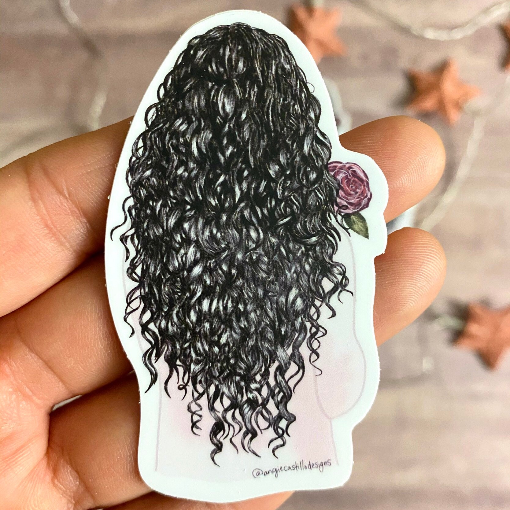 Cute Waterproof Floral Curly Hair Girl Stickers - Etsy