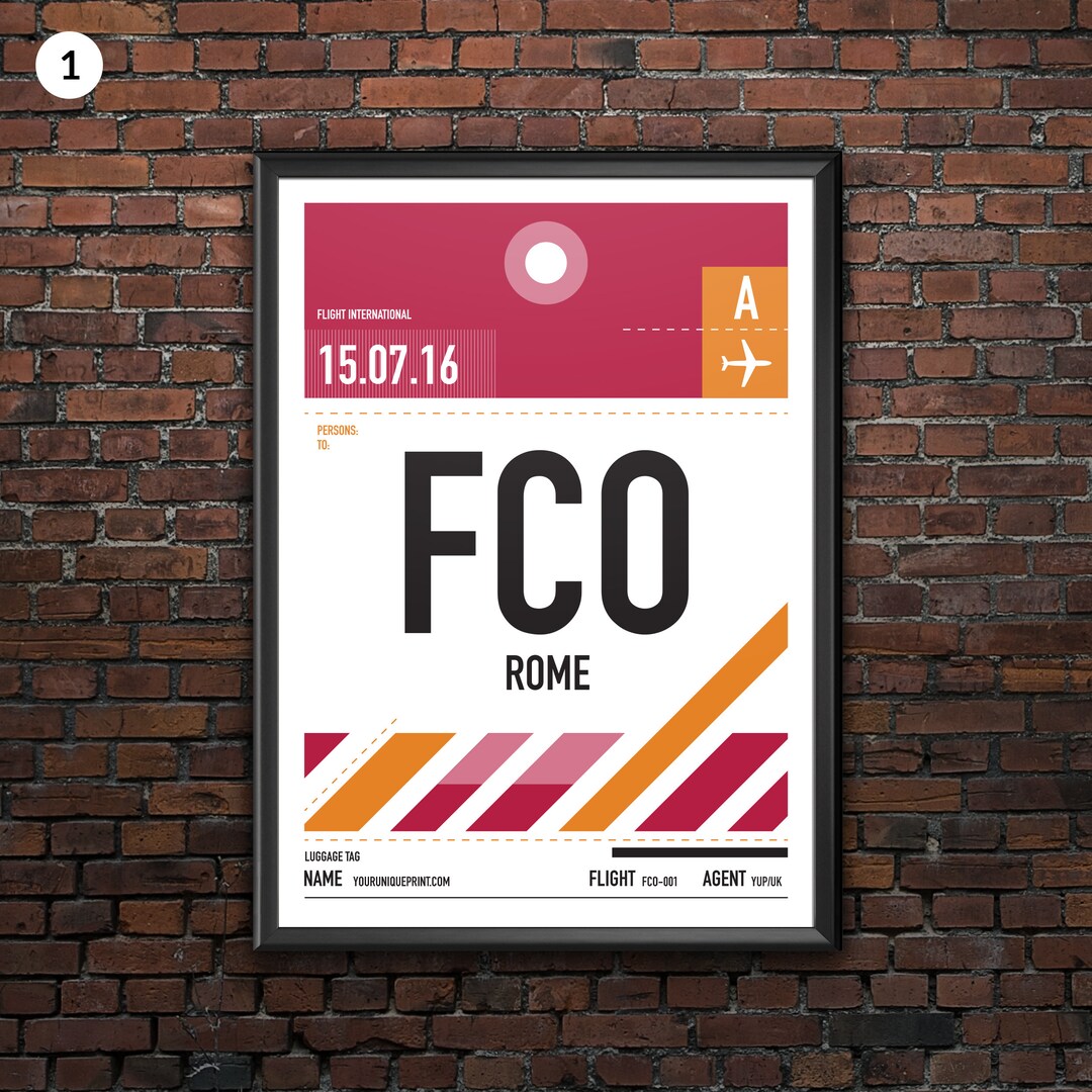 Personalized Rome City Airport Codes Print in Style of Vintage Luggage ...