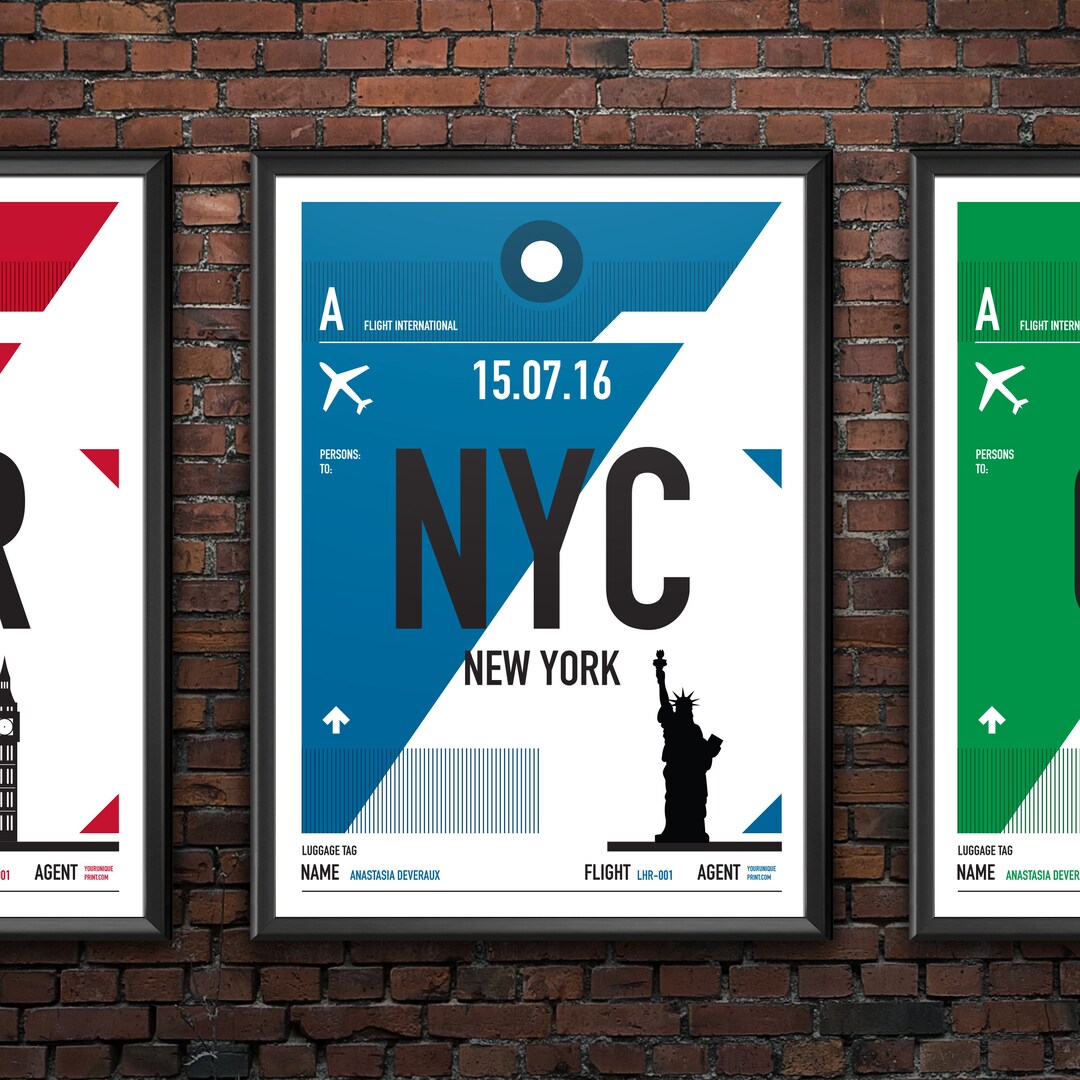 Personalised City Landmark Print in Style of Vintage Luggage Tag - Etsy