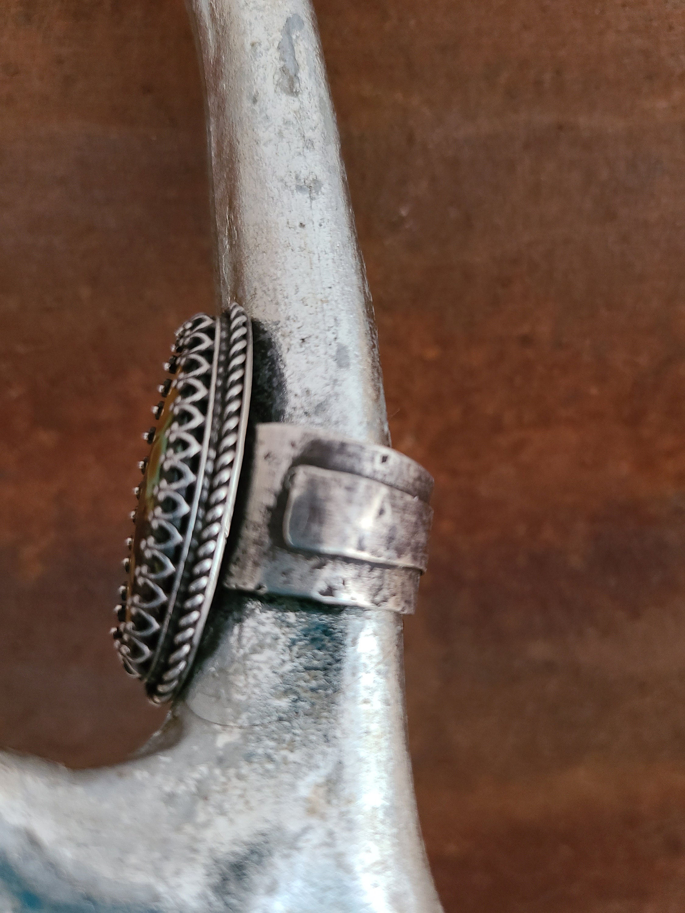 Turquoise Ring, Wide Band, Texture, Sterling Silver, Size 7 - Etsy