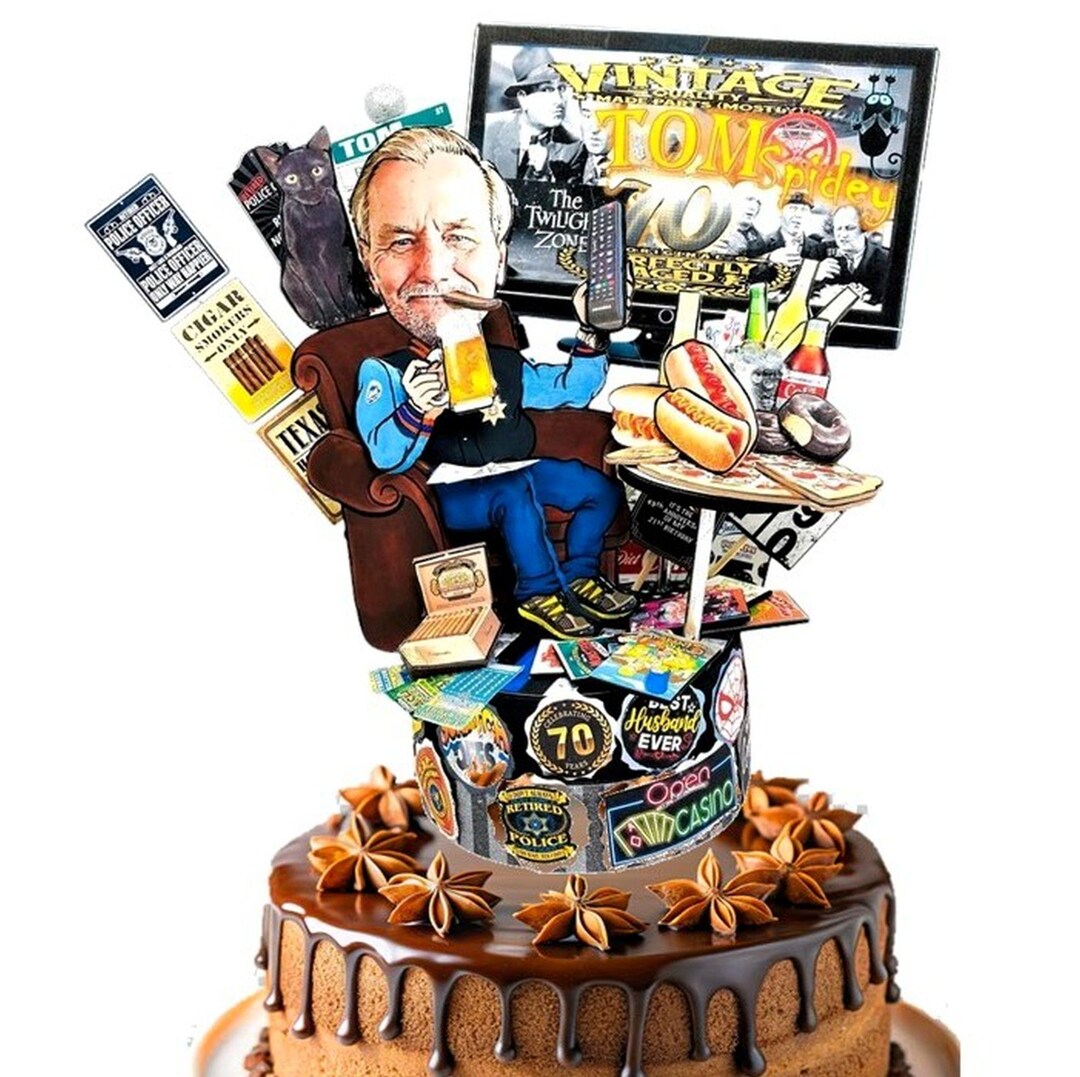 Funny Couch Potato Cake Topper for Men, Personalized TV Watching ...