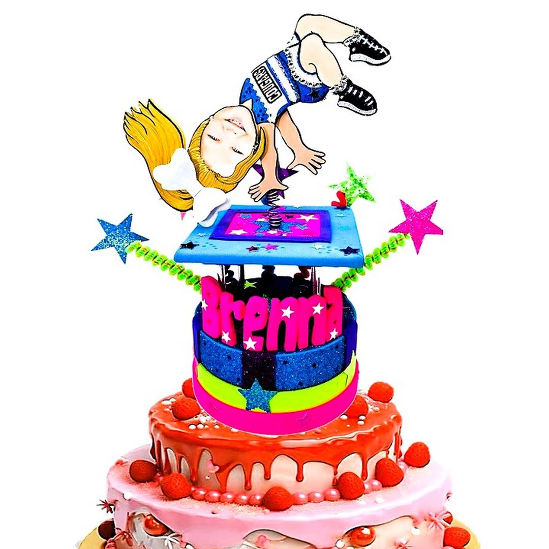 Trampoline birthday cake topper personalized, Bounce house party ...