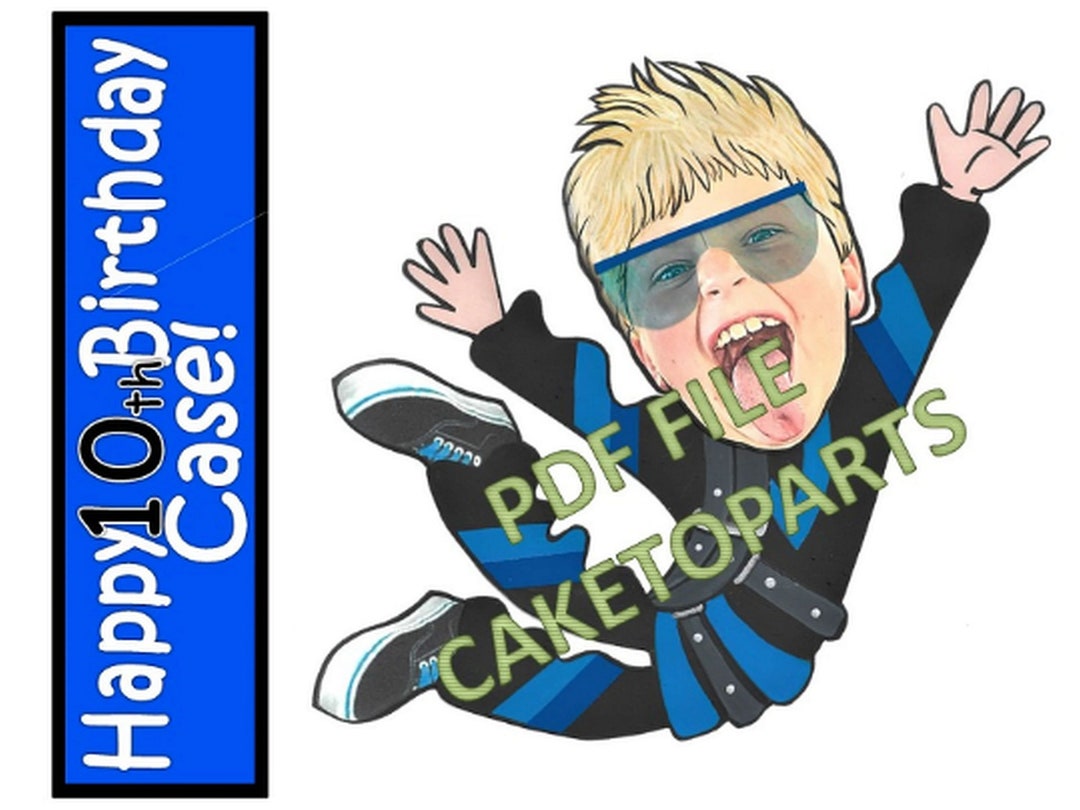 Skydiver Birthday Figure PDF to Print at Home, Indoor Skydiving Party ...
