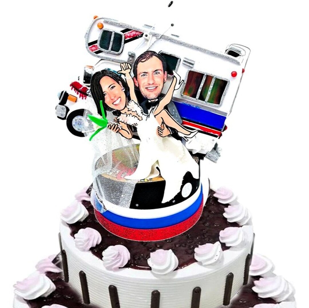 RV Wedding Travel Trailer Camping Cake Topper Personalized, Wedding ...