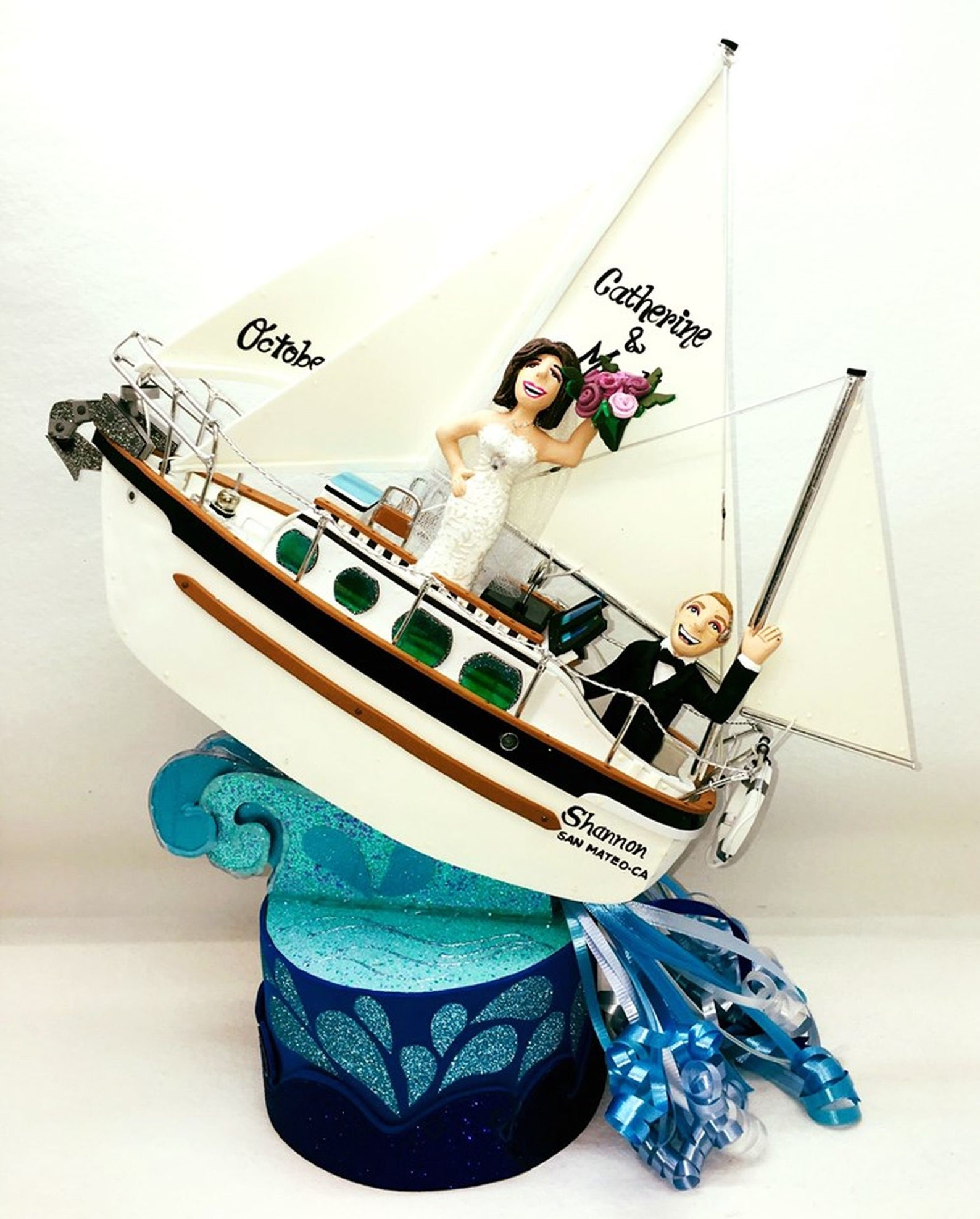 Sailboat Wedding Cake Topper Nautical Themed Personalized - Etsy