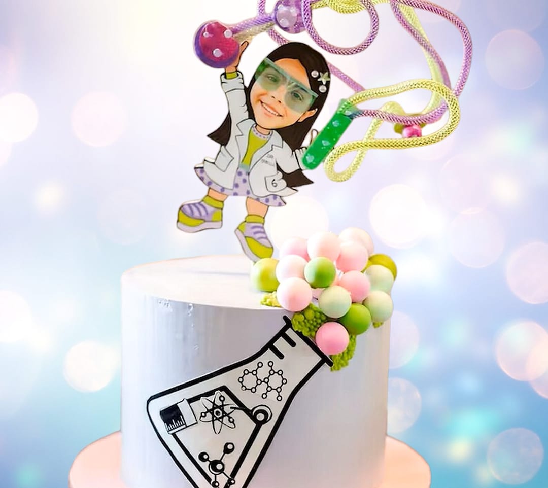 Science Cake Topper Personalized for Girls, Mad Scientist Party Decor ...