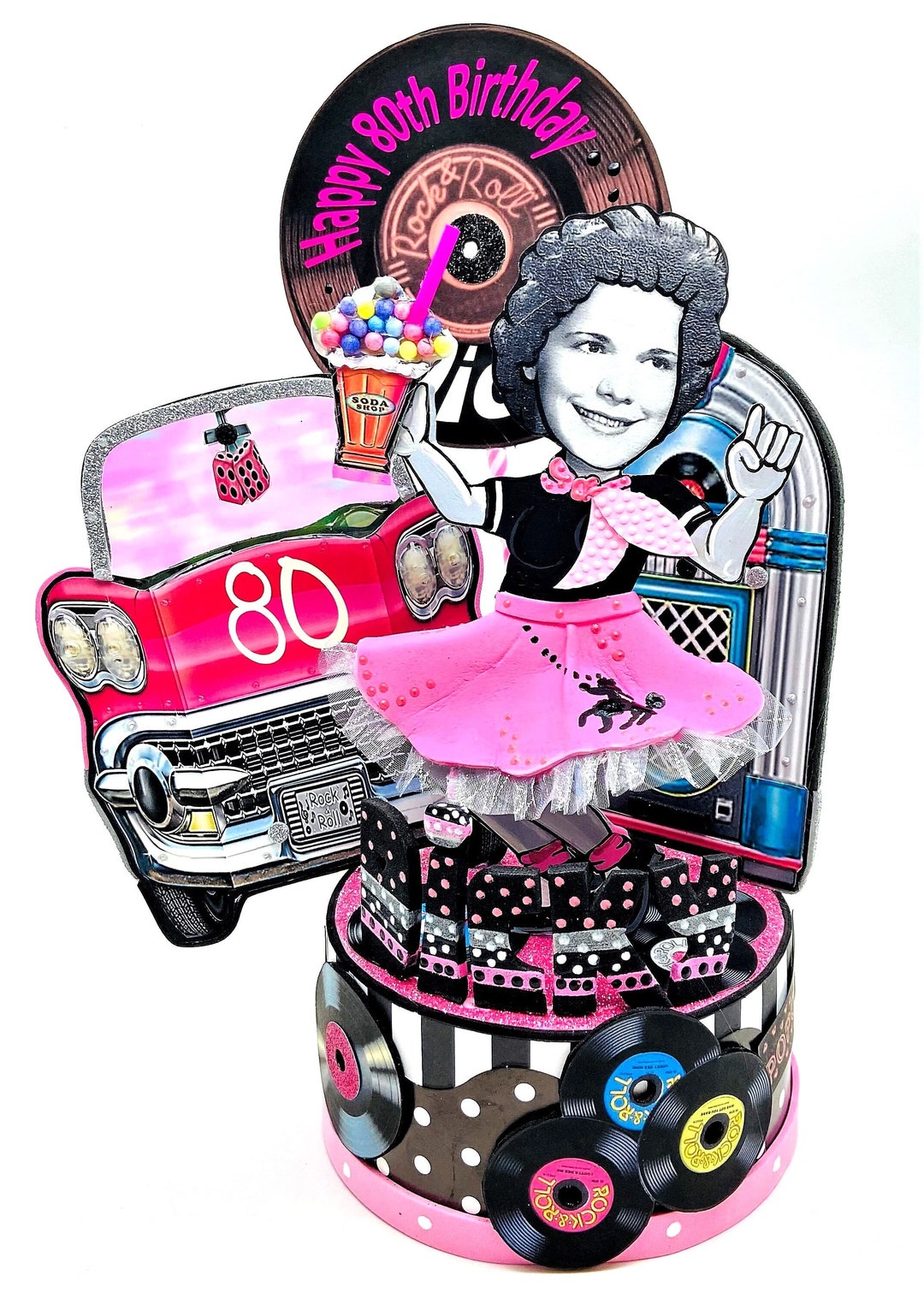 Retro Theme Party 50's 60's Cake Topper, Sock Hop Birthday, Poodle ...