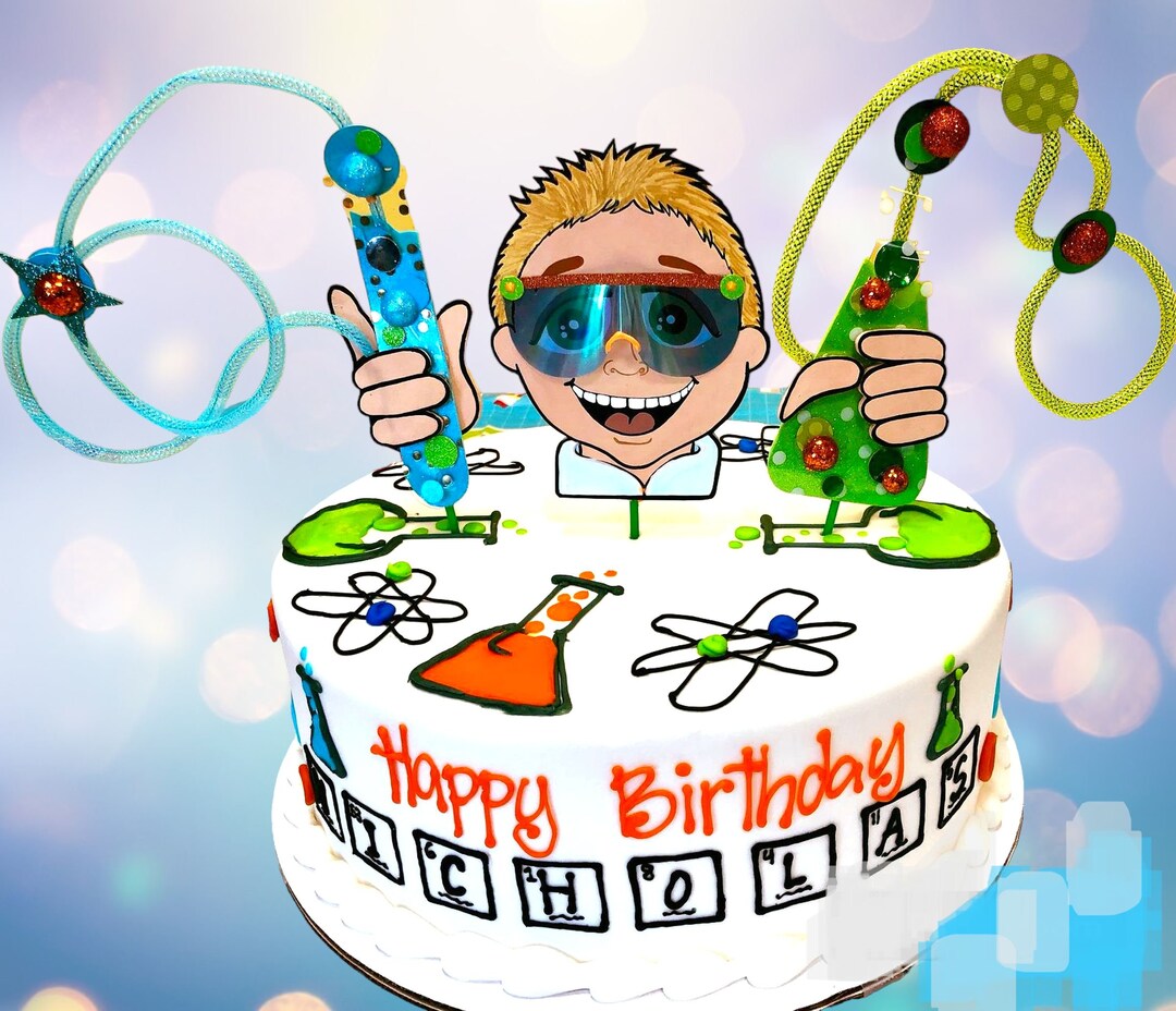 Science Cake Topper Personalized, Mad Scientist Party, Laboratory Party ...