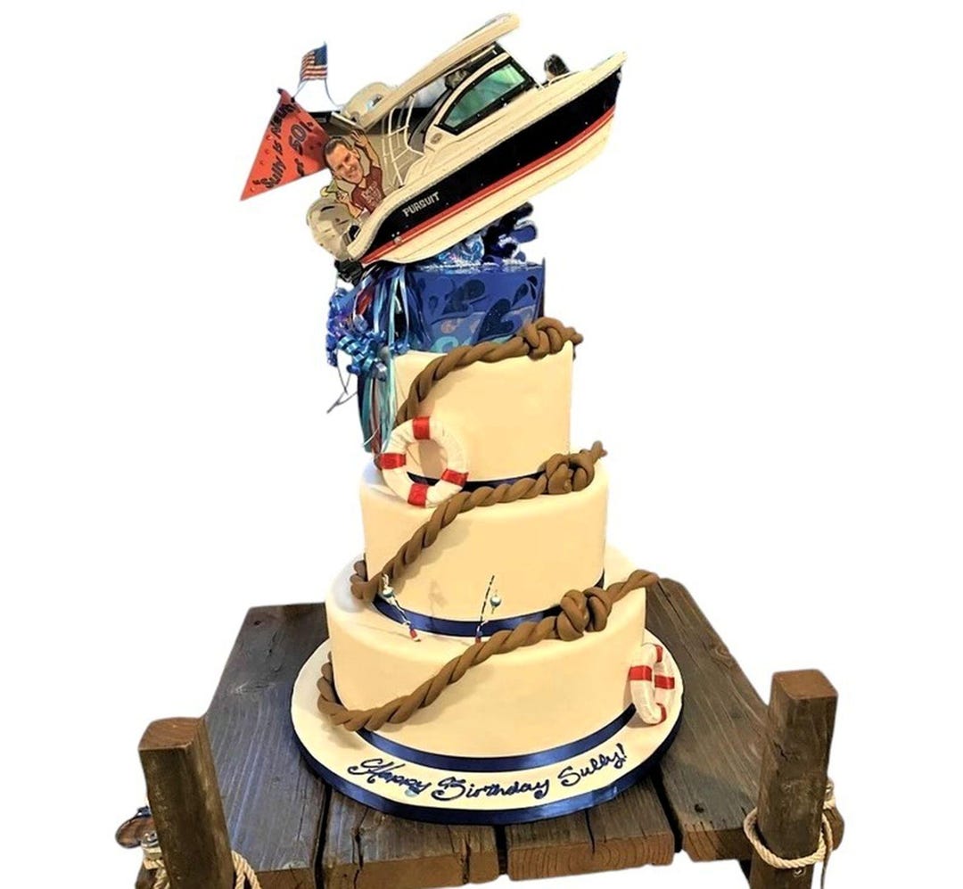 Sailor Cake Topper Customized, Nautical Boat Personalized Birthday Cake ...