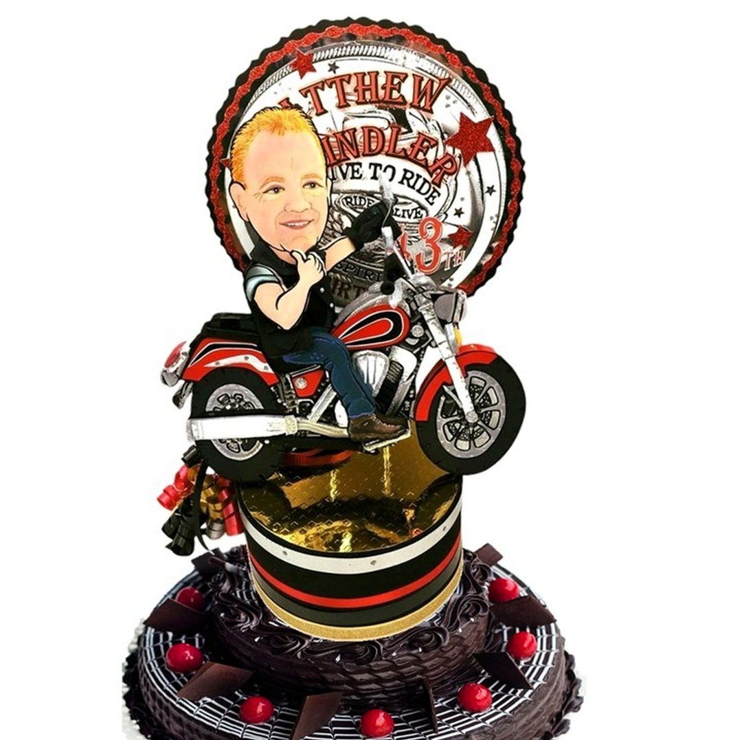 Motorcycle Rider Birthday Cake Topper, Dirt Bike Rider Custom Cake ...