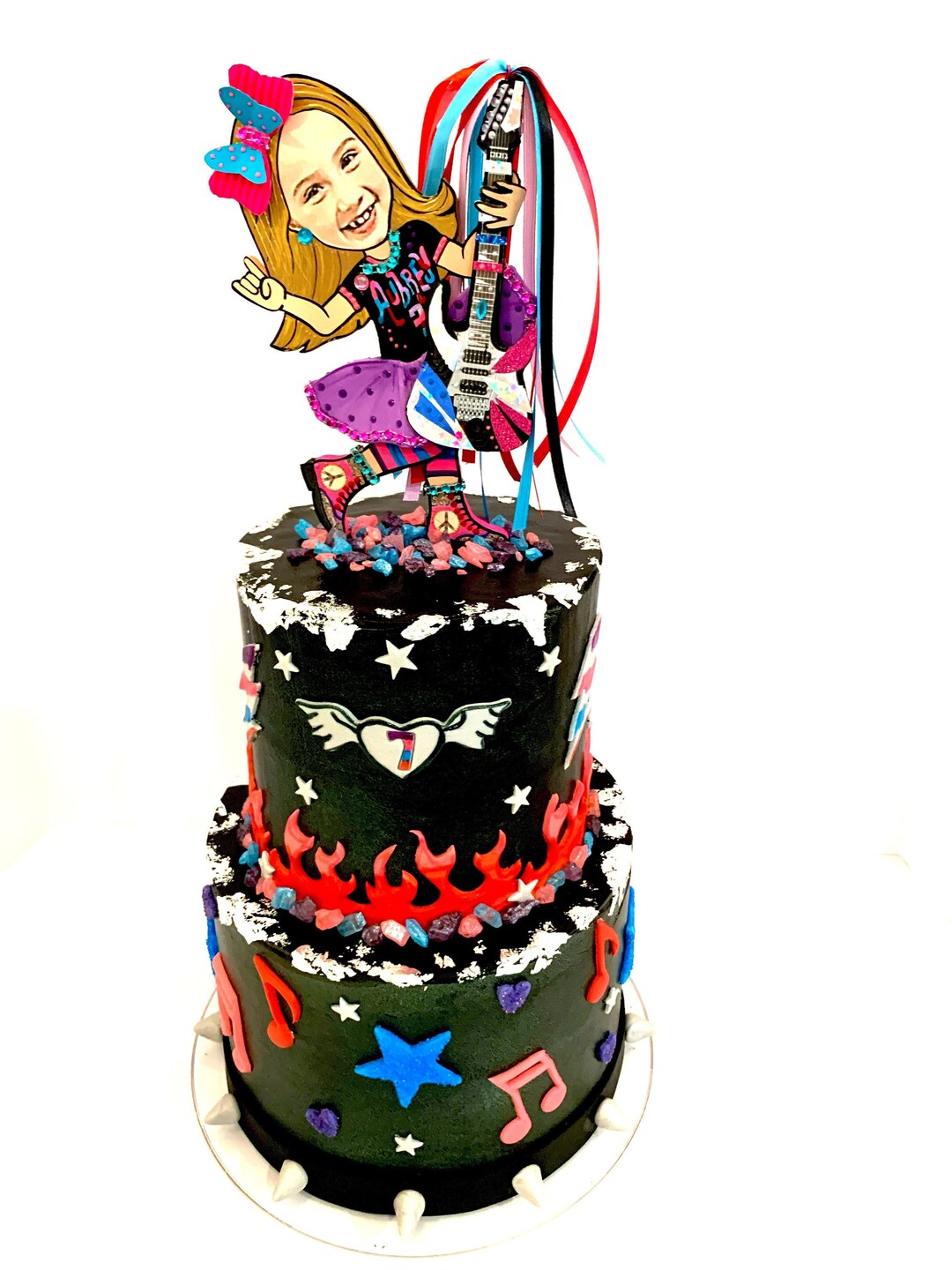 Rock Star Birthday Cake Topper Customized, Rock N Roll Girl Party ...