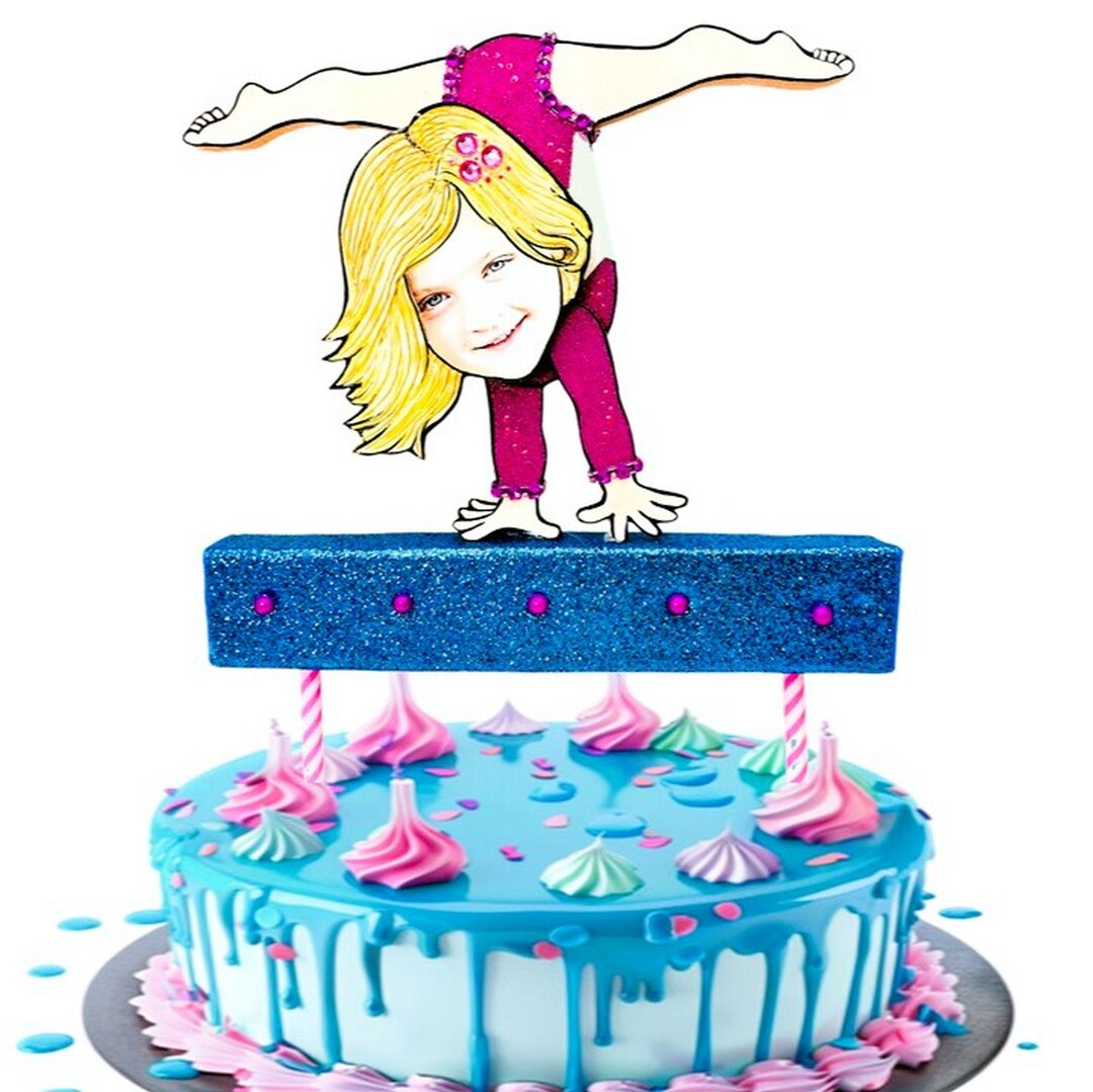 Gymnast Cake Topper, Cartwheel Party Personalized, Balance Beam ...