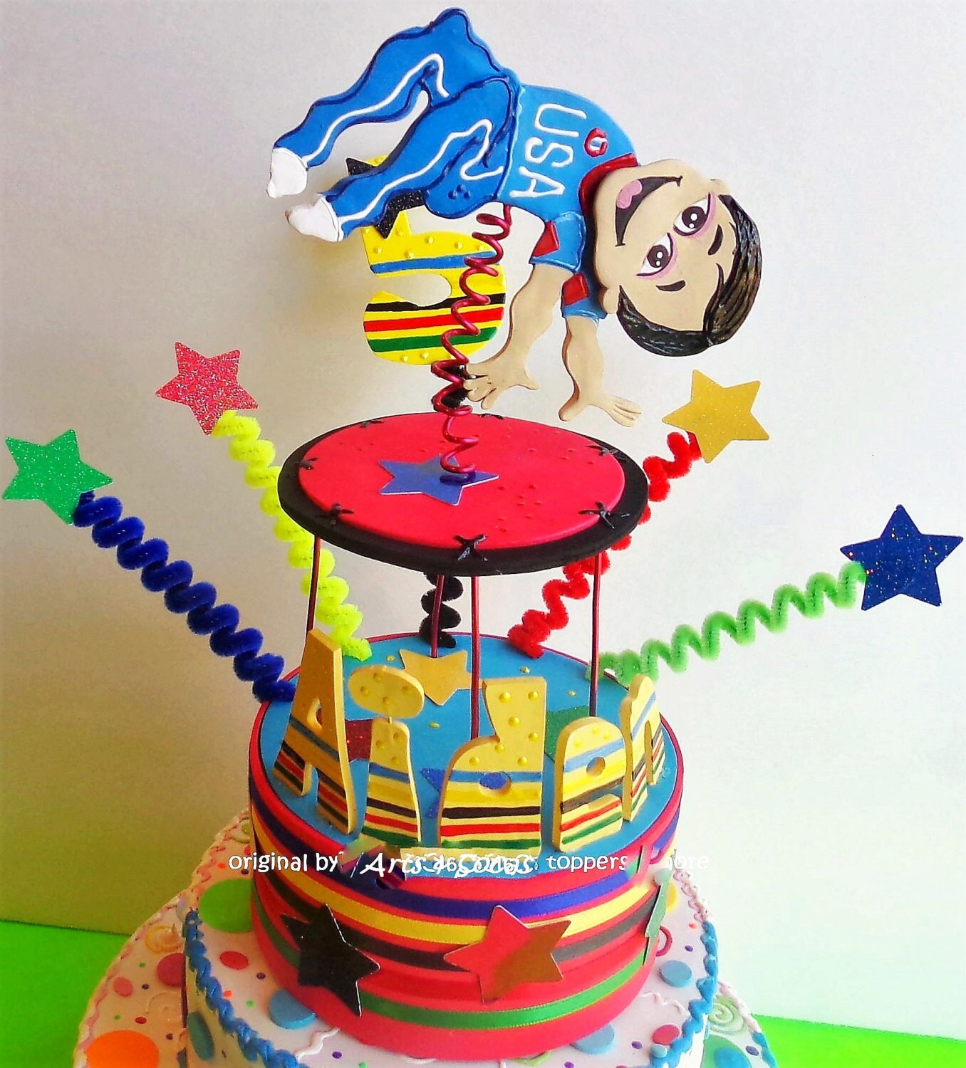 Trampoline Birthday cake topper Gymnastics Cake Topper | Etsy