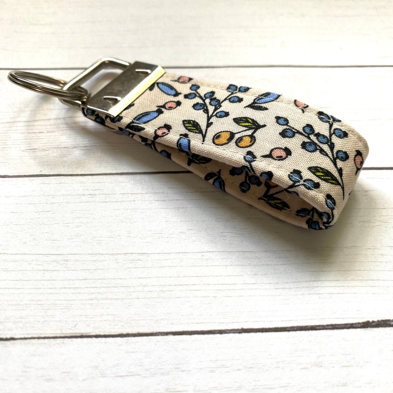 Cotton Floral Fabric Keychain Small Key Fob Ring Keyring sturdy Key ...