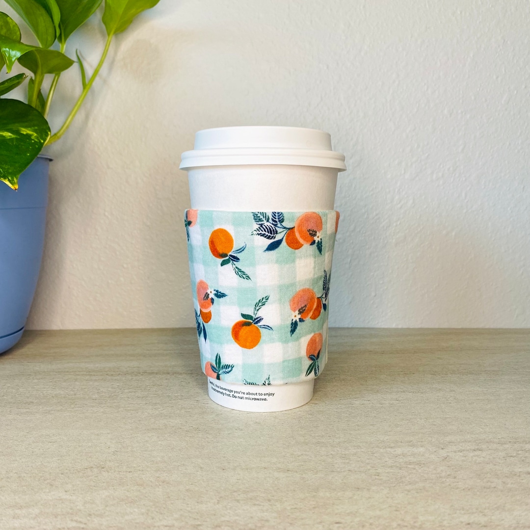 Reusable Coffee Sleeve Coffee Cozy Handmade Gift Orange Citrus Print ...