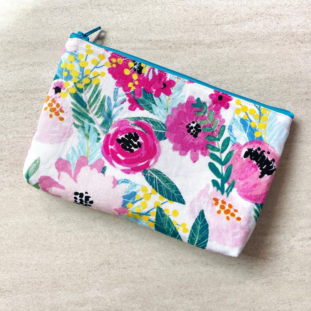 Cotton Floral Zipper Pouch | Small Zipper Pouch | Handmade Pencil Case ...