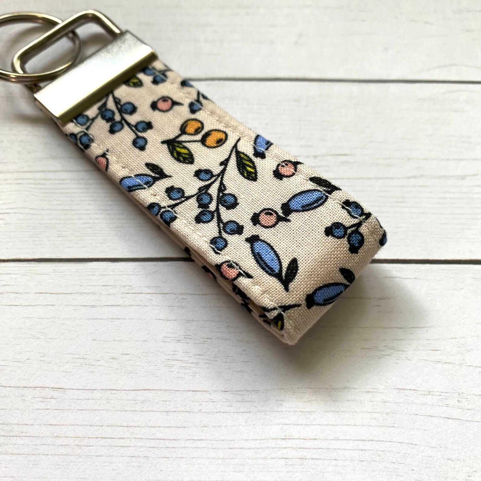 Cotton Floral Fabric Keychain Small Key Fob Ring Keyring sturdy Key ...