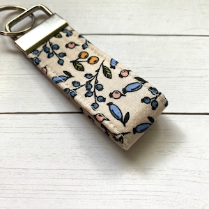 Cotton Floral Fabric Keychain Small Key Fob Ring Keyring sturdy Key ...
