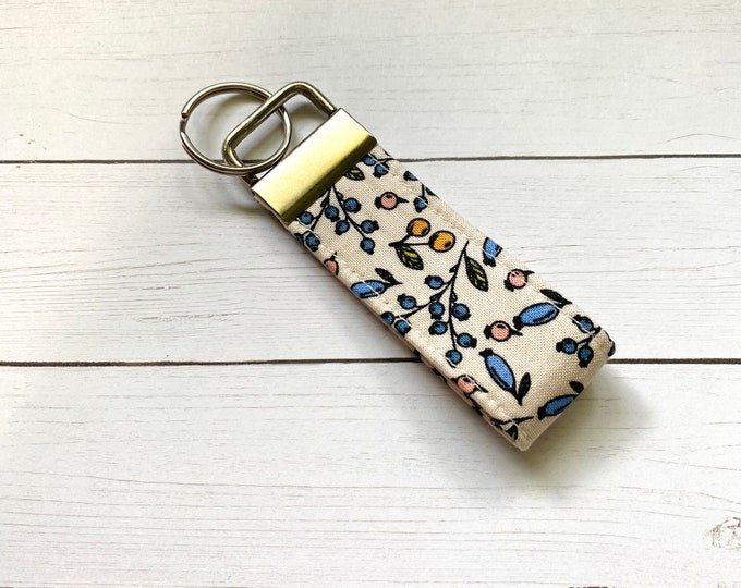 Cotton Floral Fabric Keychain | Small Key Fob Ring | Keyring |sturdy ...