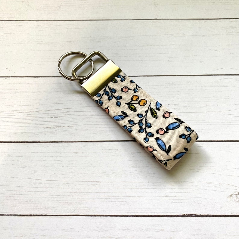Cotton Floral Fabric Keychain Small Key Fob Ring Keyring sturdy Key ...