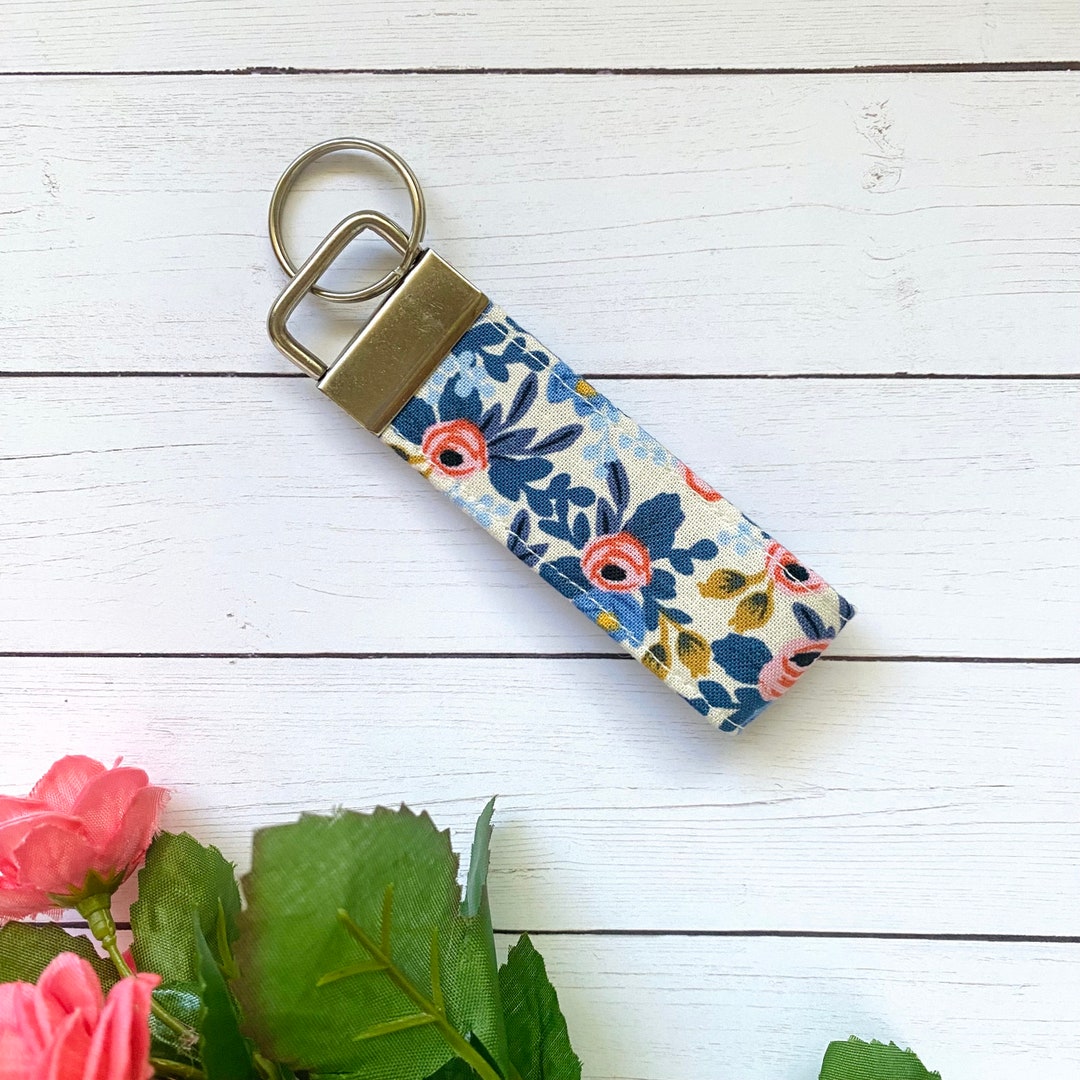 Cotton Floral Fabric Keychain Small Key Fob Ring Keyring sturdy Key ...