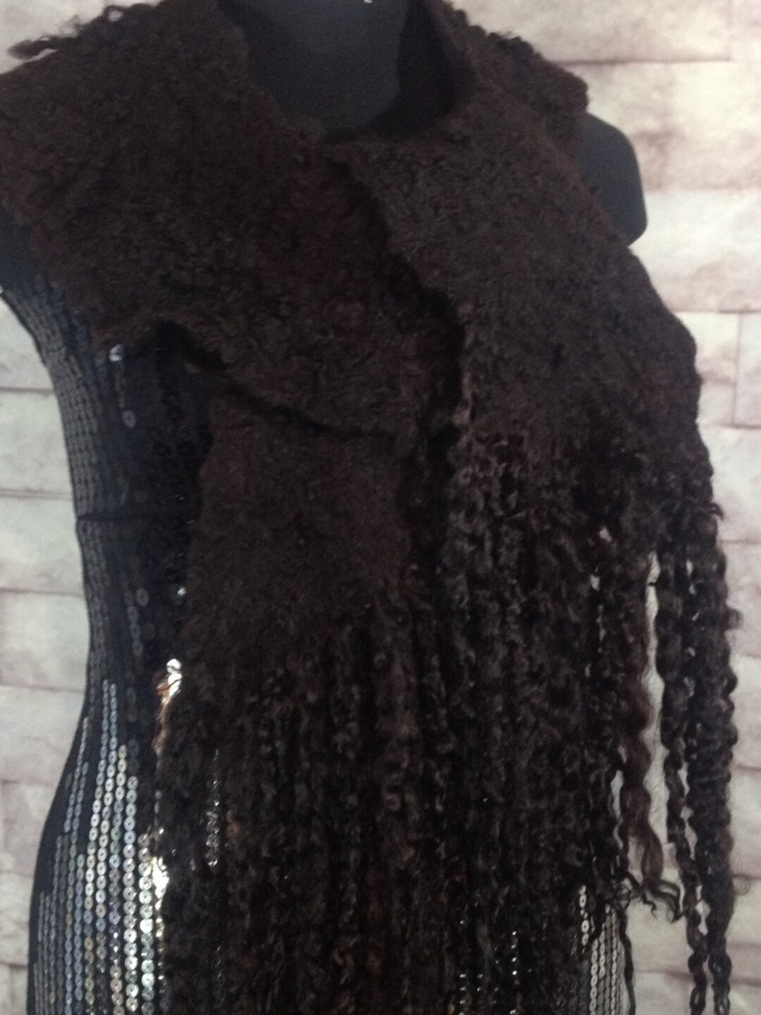 Fur Collar Curly Felted Collar Fur Scarf Pure Wool Hand Dyed Fleece ...