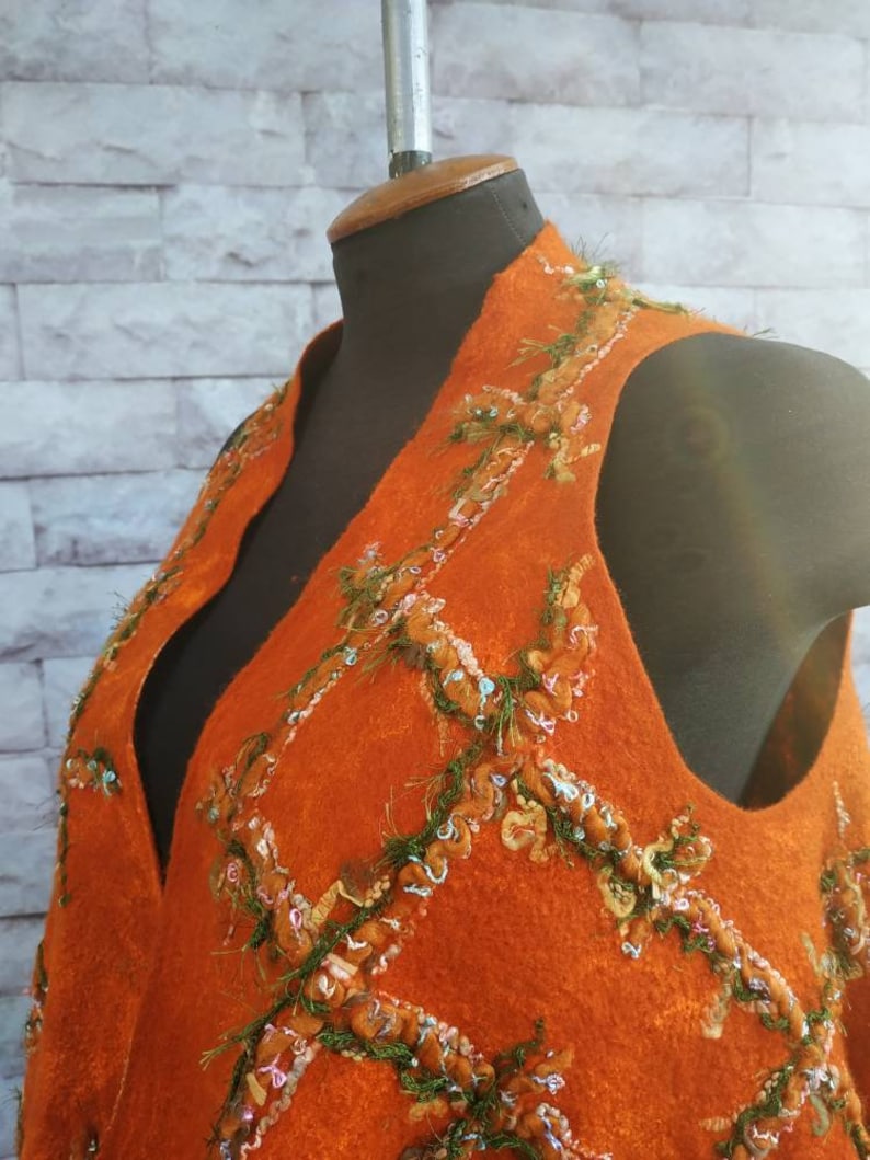 Felted Wool Vest, Wet Felted Vest, Winter Vest, Fiber Art, Warm Vest ...