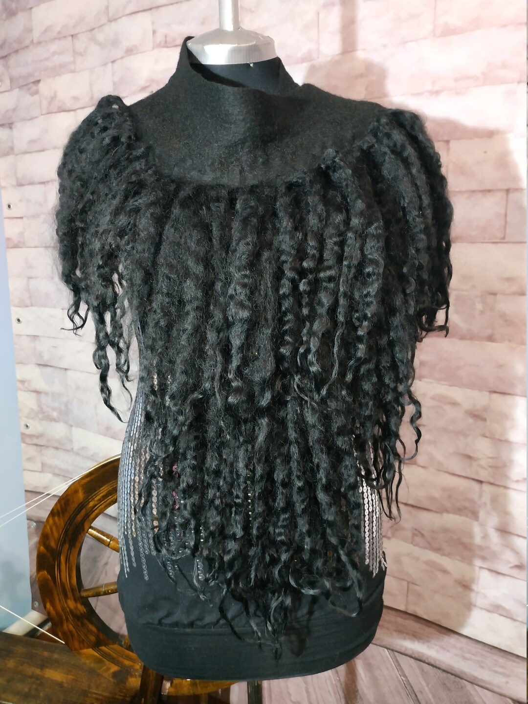 Fur Collar Curly Felted Collar Fur Scarf Pure Wool Hand Dyed Fleece ...