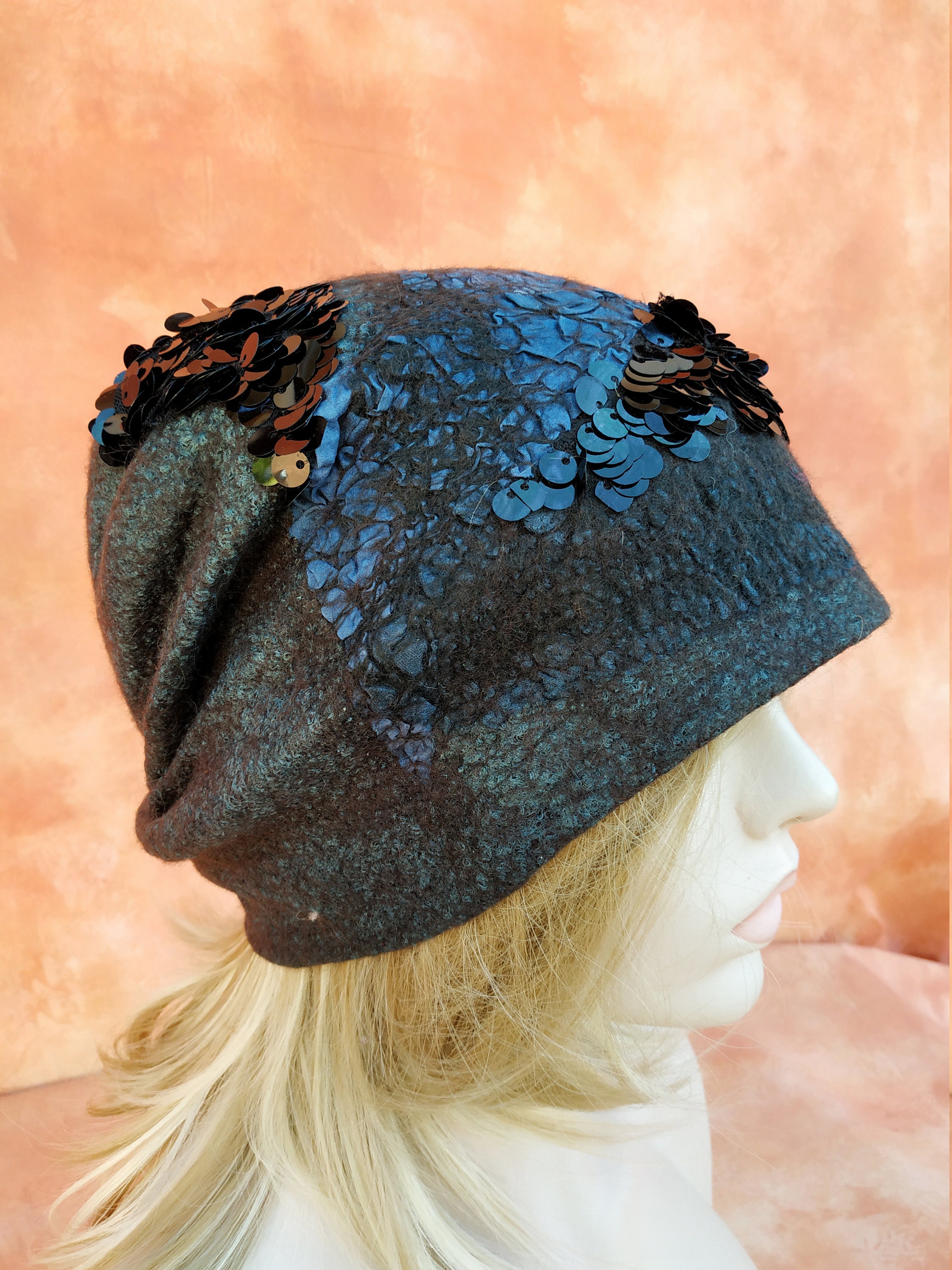 Handmade Beanie Made With Merino Wool Nuno Felted With Silk - Etsy