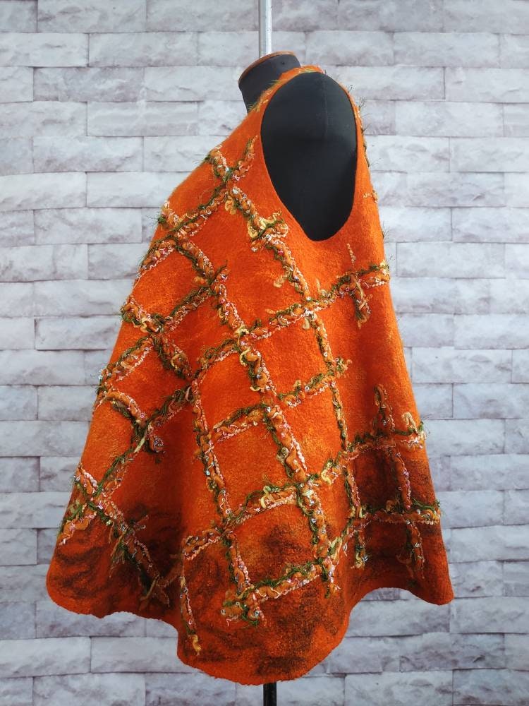 Felted Wool Vest, Wet Felted Vest, Winter Vest, Fiber Art, Warm Vest ...