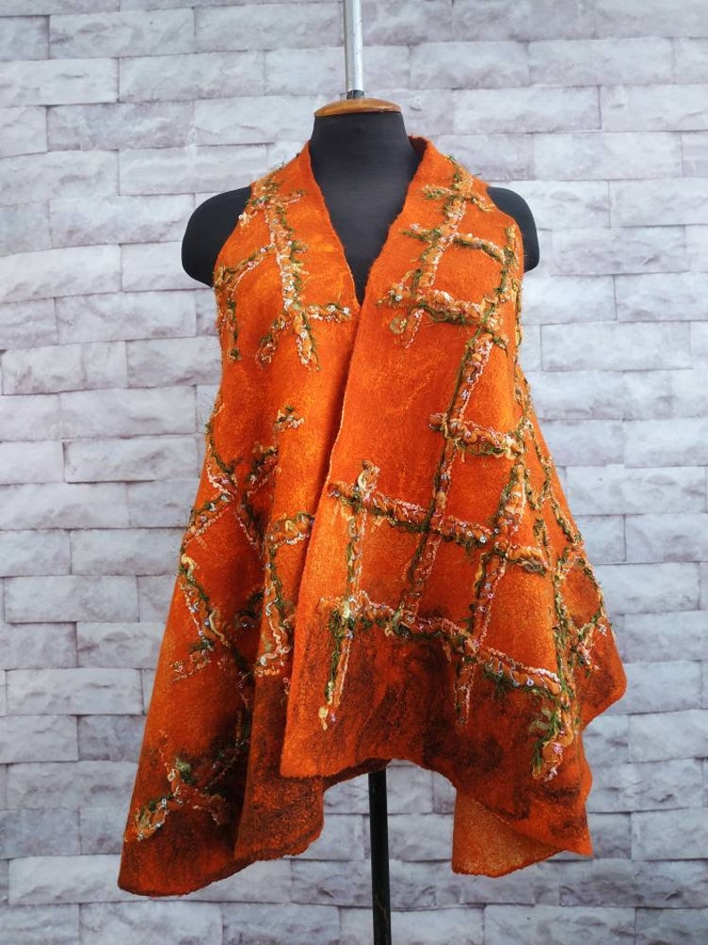 Felted Wool Vest, Wet Felted Vest, Winter Vest, Fiber Art, Warm Vest ...