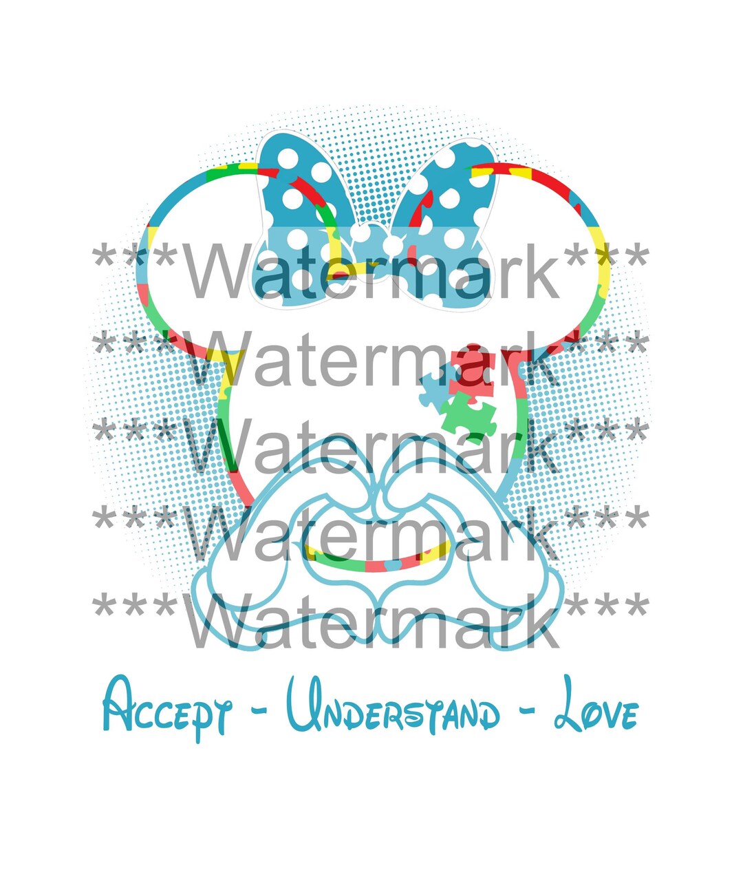 Minnie Autism PNG, Accept Understand Love Clipart, Autism Awareness ...