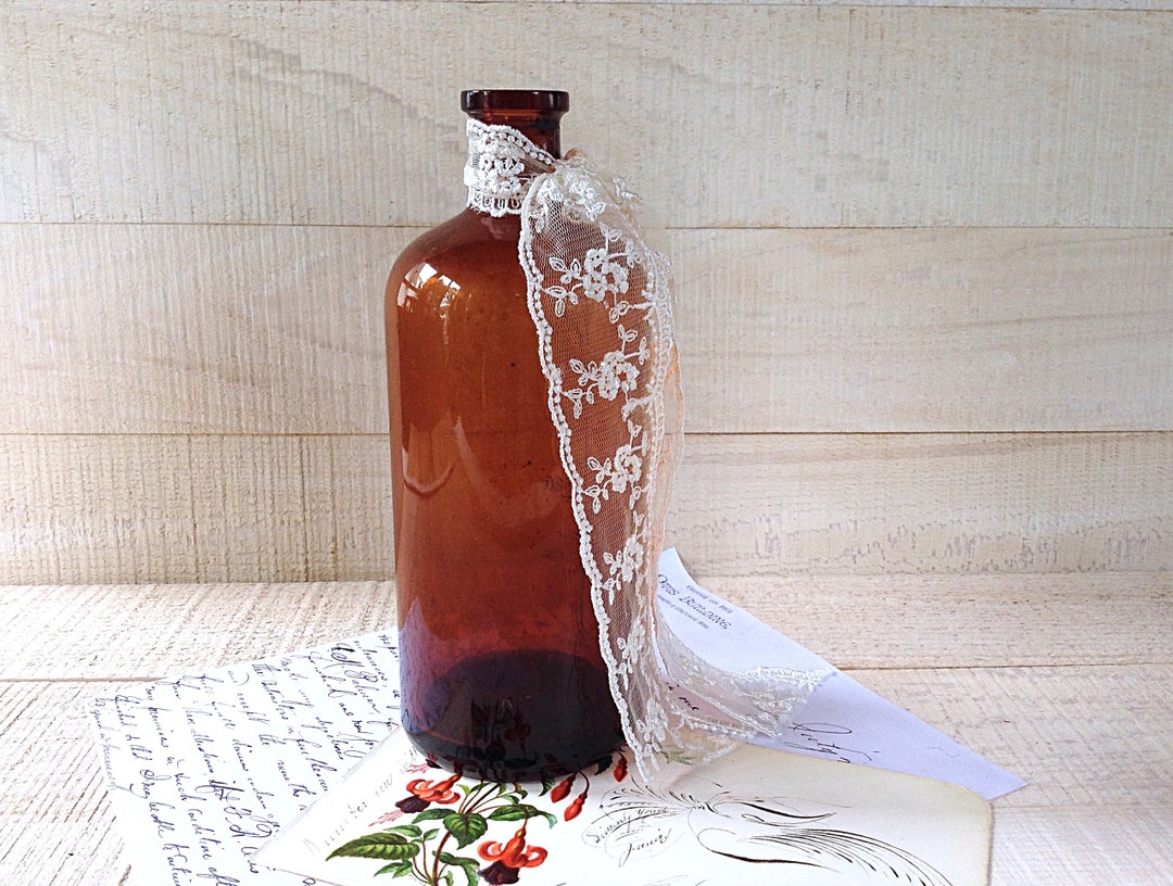 Antique Brown Apothecary Bottle, Fall Tabletop - Etsy