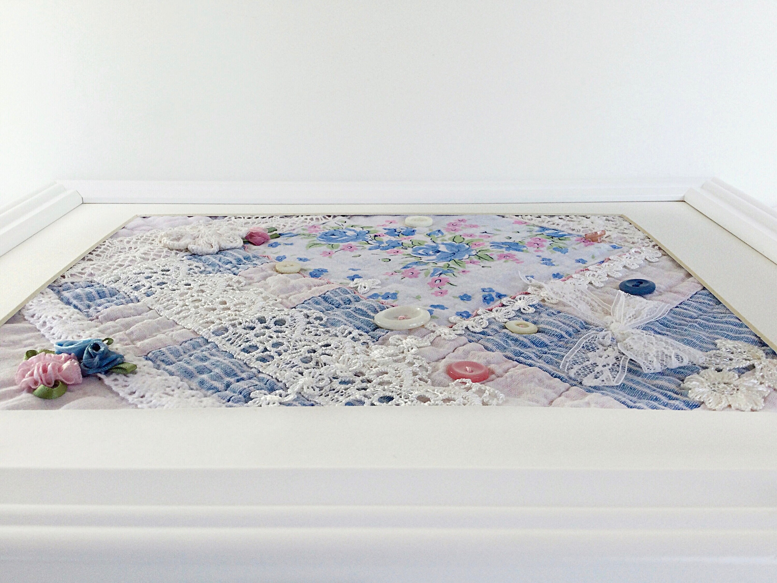 Blue and Pink Wall Art Pastel Quilt Framed 15 X 12 - Etsy