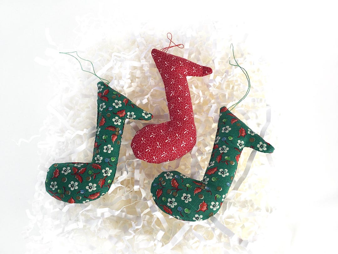 Music Note Ornaments Set of 3, Stuffed Fabric - Etsy