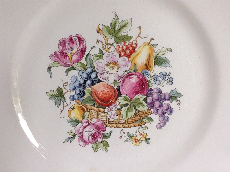 Bakerite by Harker, Gold Rimmed Plate, Fruit and Flowers, Lovelace ...
