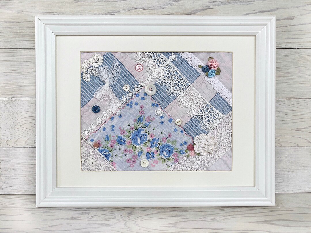 Blue and Pink Wall Art, Pastel Quilt Framed, 15 X 12 - Etsy
