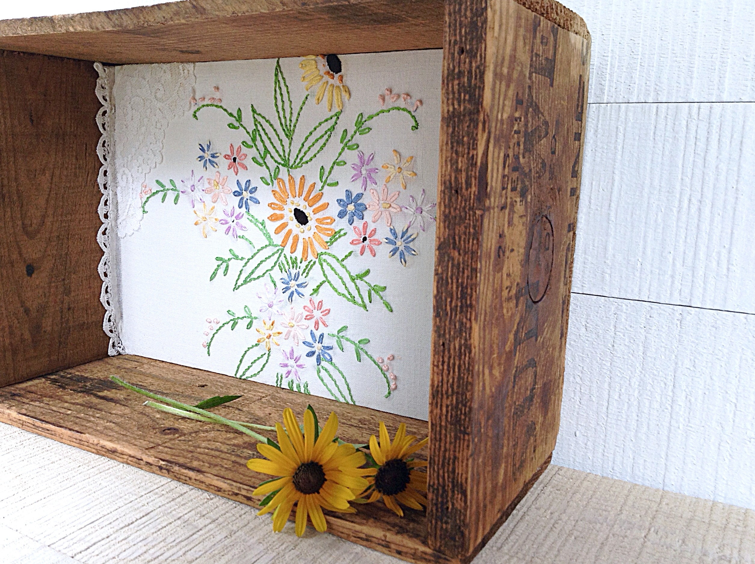 Rustic Floral Decor Wooden Fruit Box Farmhouse Flowers - Etsy
