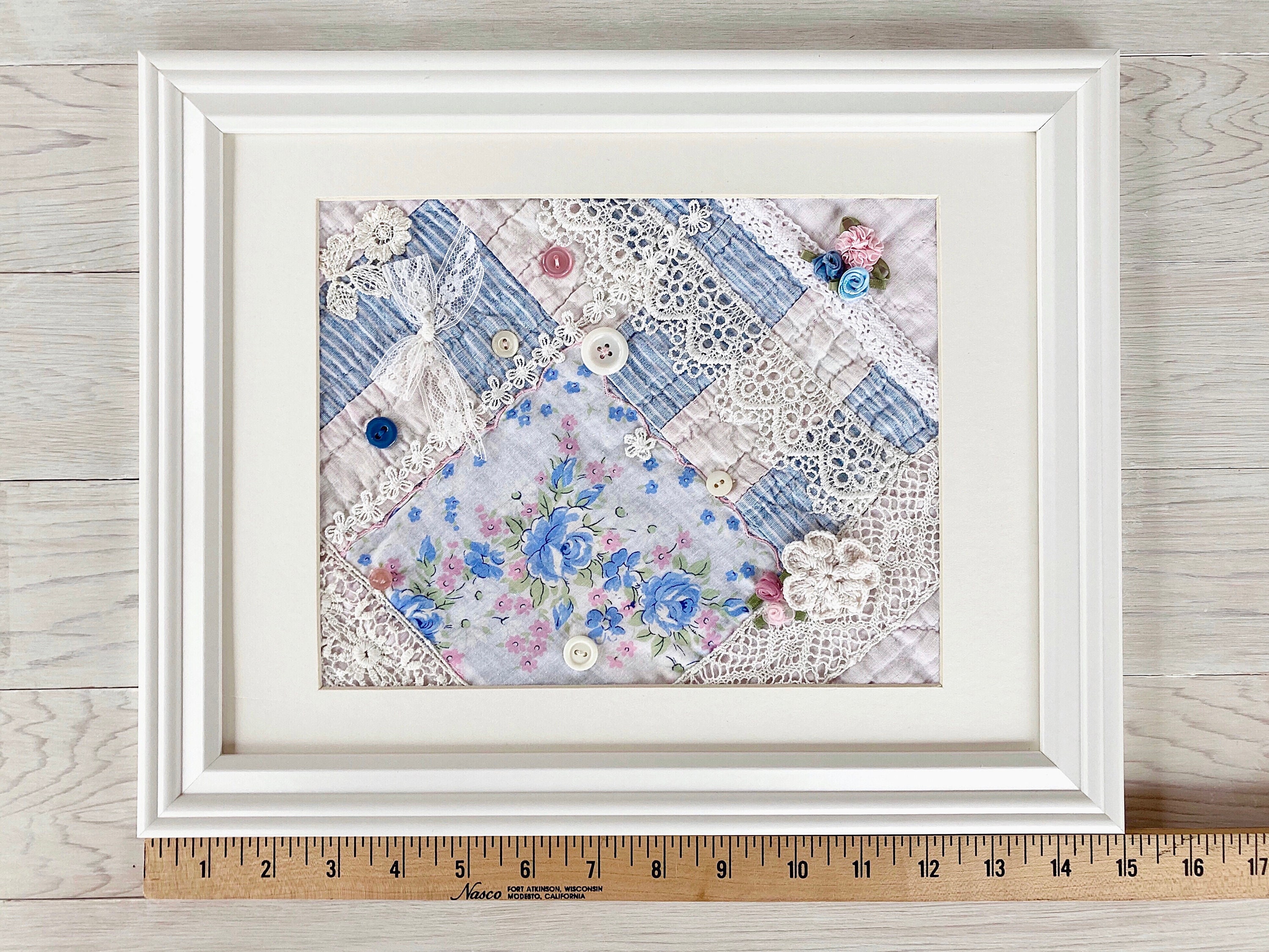 Blue and Pink Wall Art Pastel Quilt Framed 15 X 12 - Etsy