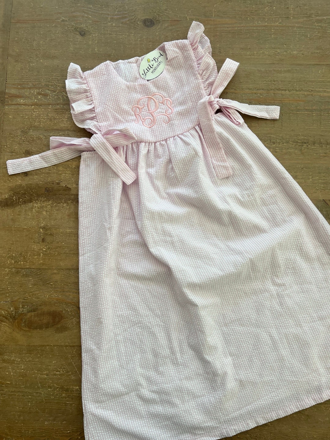 Monogrammed Pink Seersucker Dress, Personalized, Baby or Toddler ...