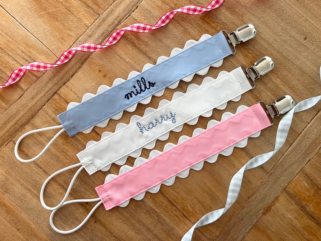 Monogrammed Pacifier Holder, Personalized Paci Clip, Boy or Girl, Baby ...