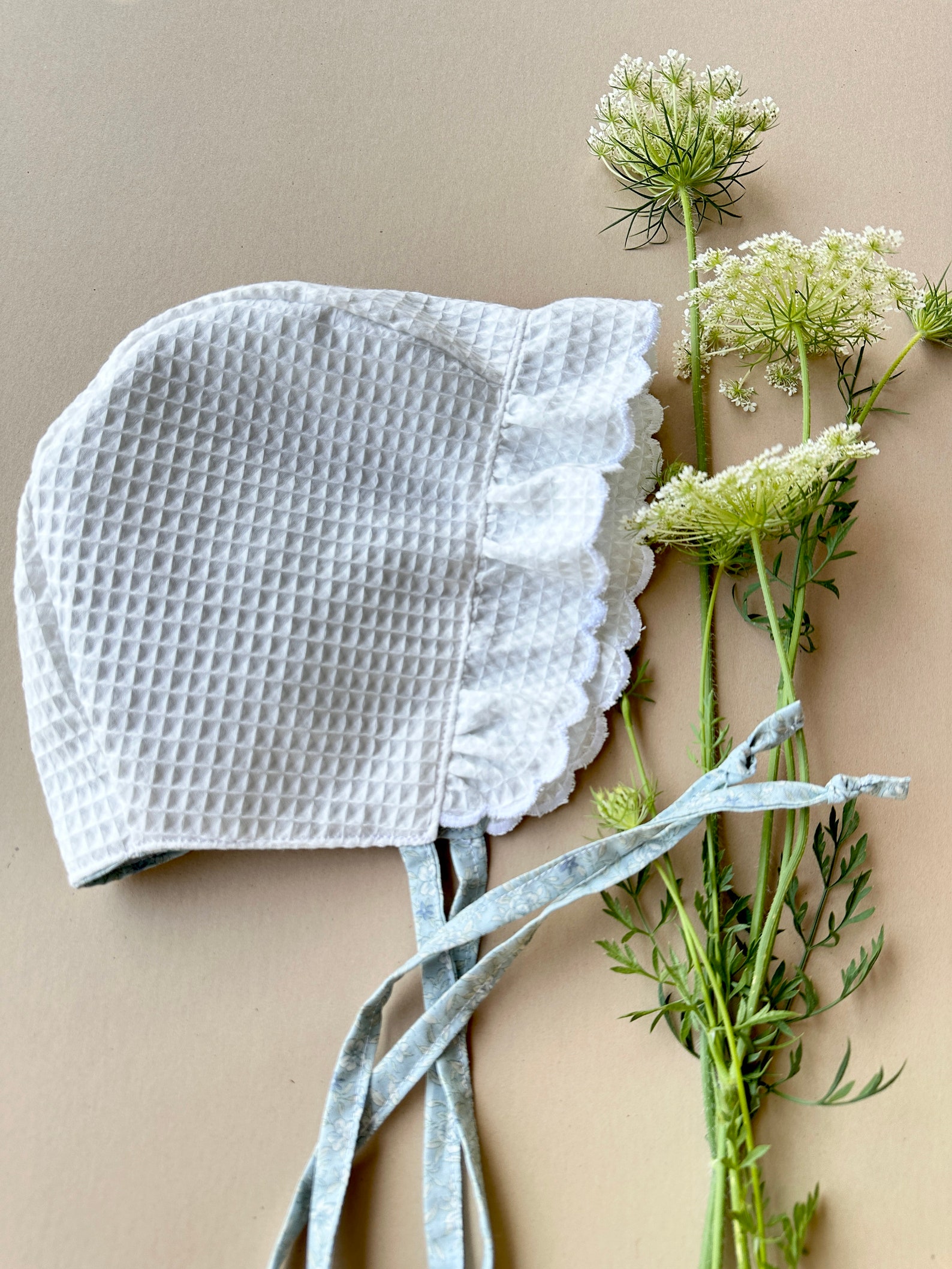 White / Floral Blue Baby Bonnet / Hat / Infant Hat - Etsy