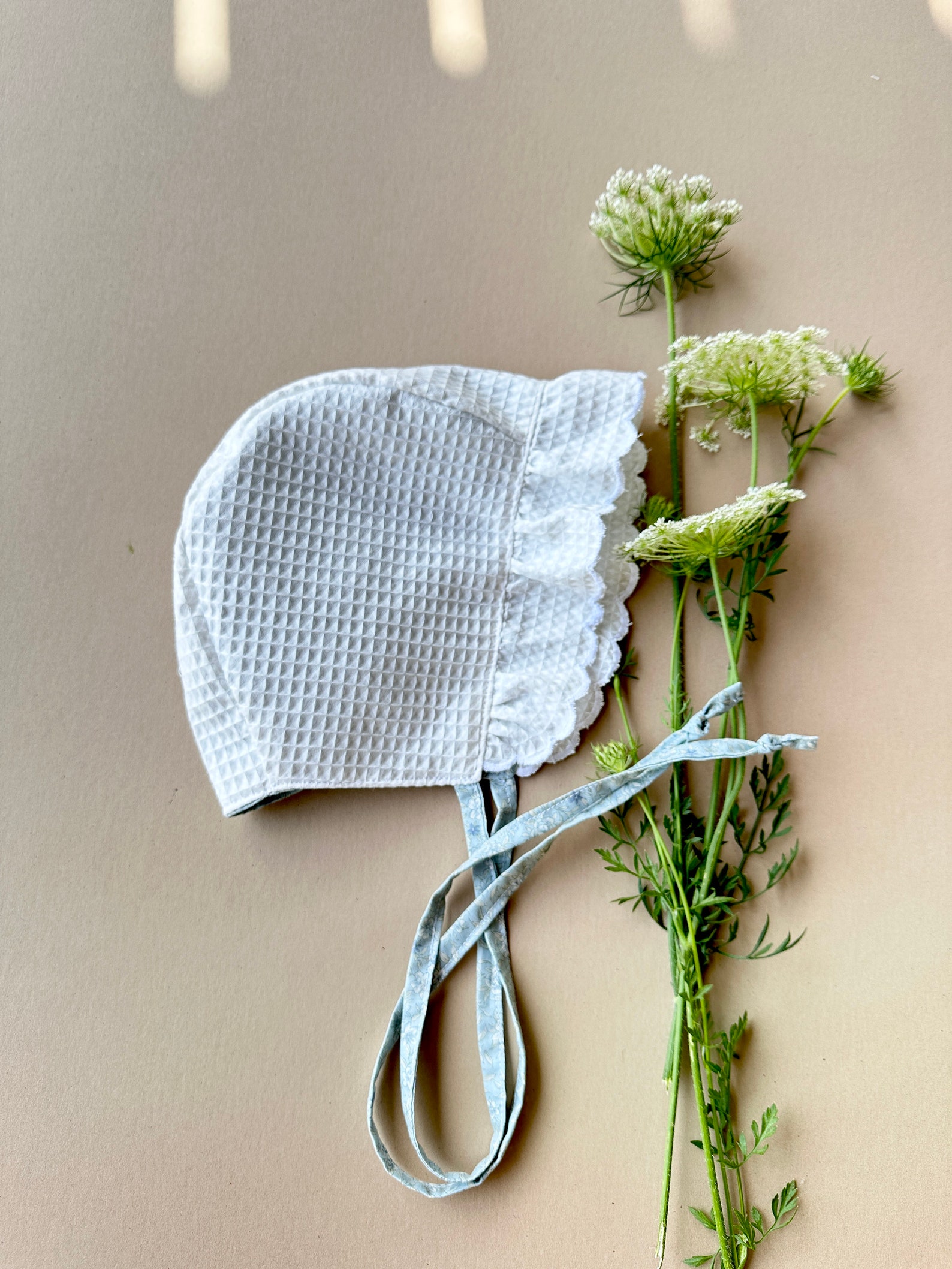 White / Floral Blue Baby Bonnet / Hat / Infant Hat - Etsy