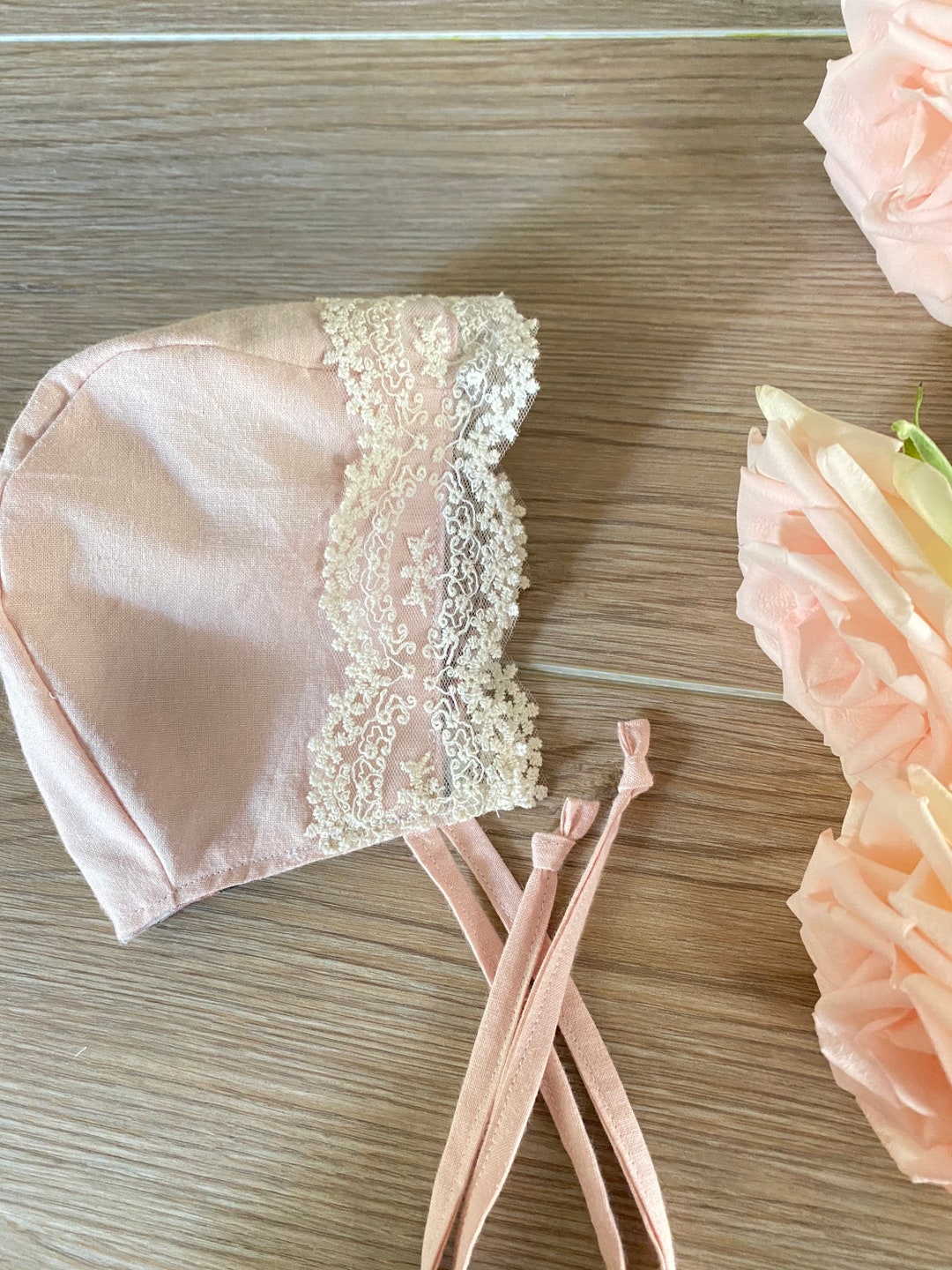 Vintage Baby Bonnet . Baby Girl Bonnet . Lace Baby Bonnet Made in USA ...